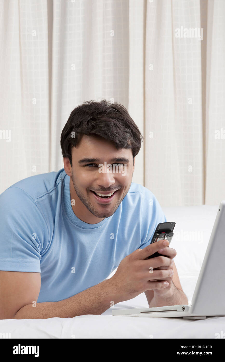 Man with a mobile phone Stock Photo - Alamy