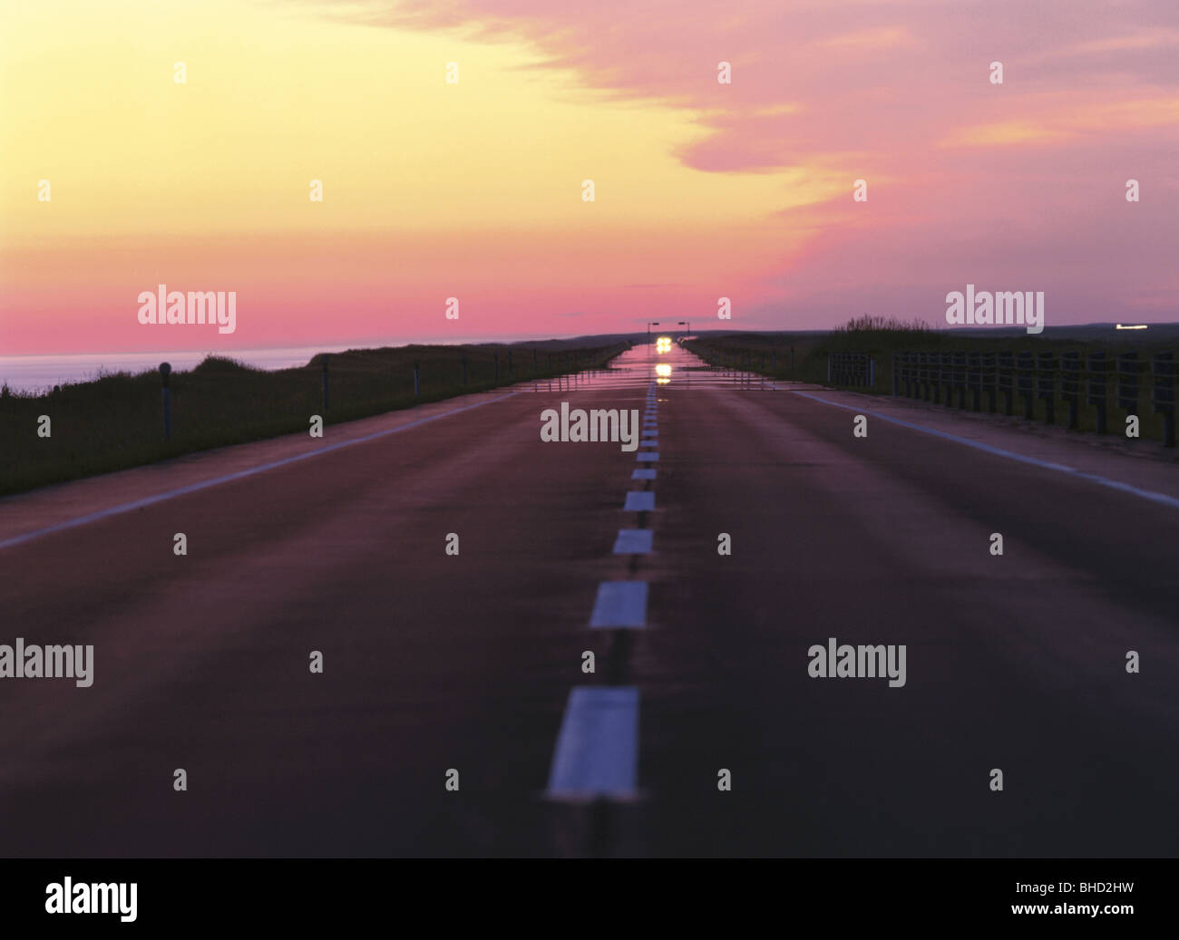 Sunrise over road, Sarobetsu, Hokkaido, Japan Stock Photo - Alamy