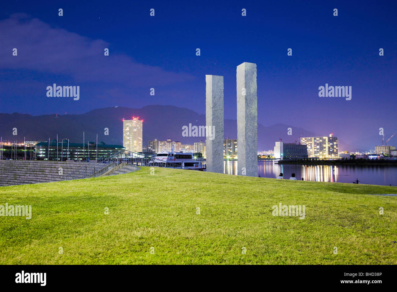 Night view of harbour Otsu Shiga Prefecture Japan Stock Photo - Alamy