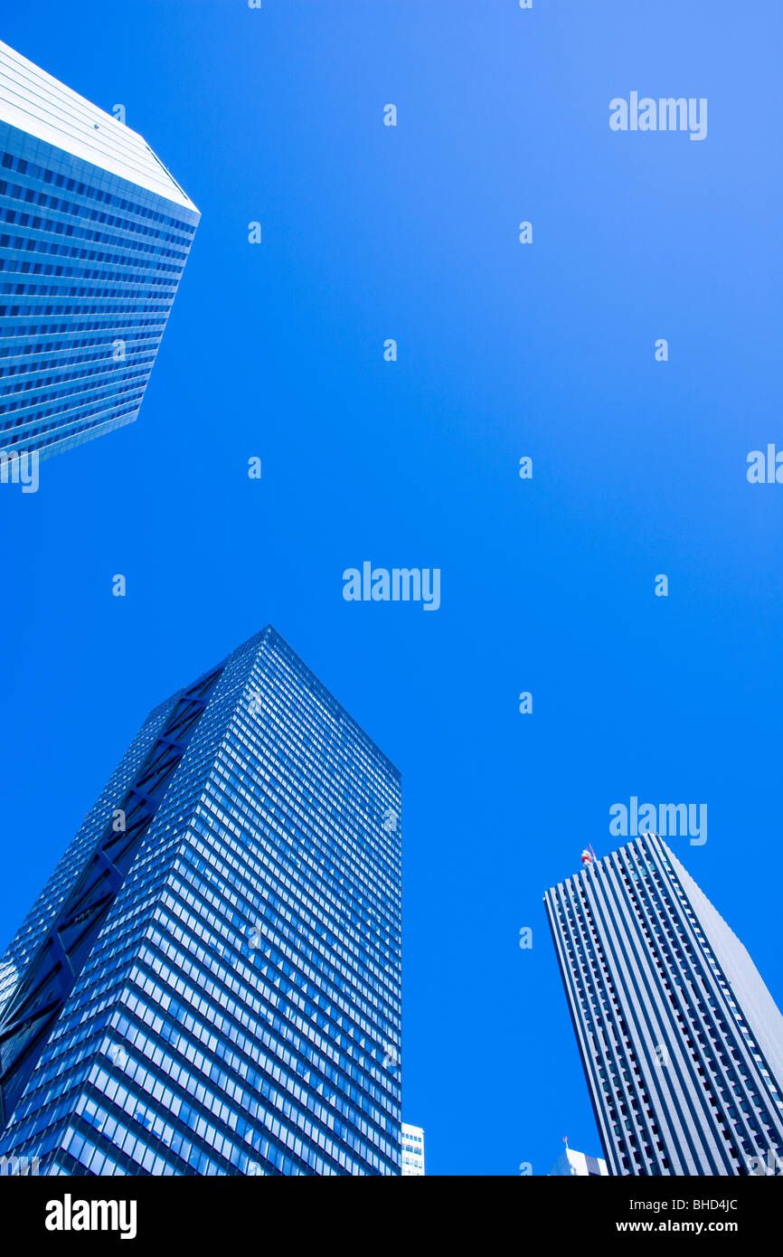 High rise complex against blue sky. Shinjuku-ku, Tokyo Prefecture ...