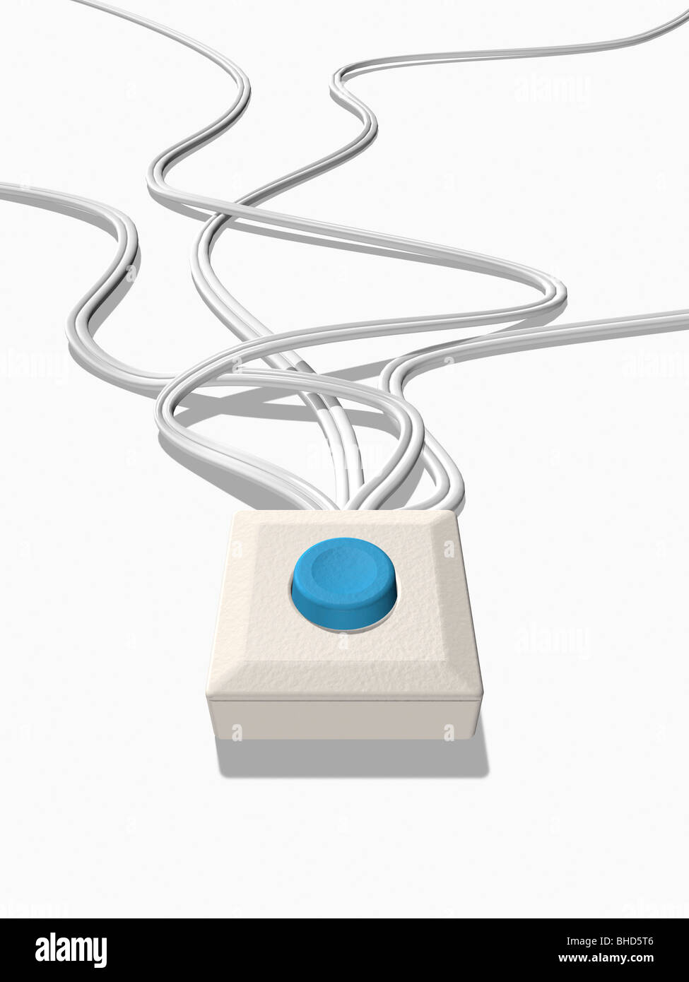 Blue switch with cables Stock Photo - Alamy