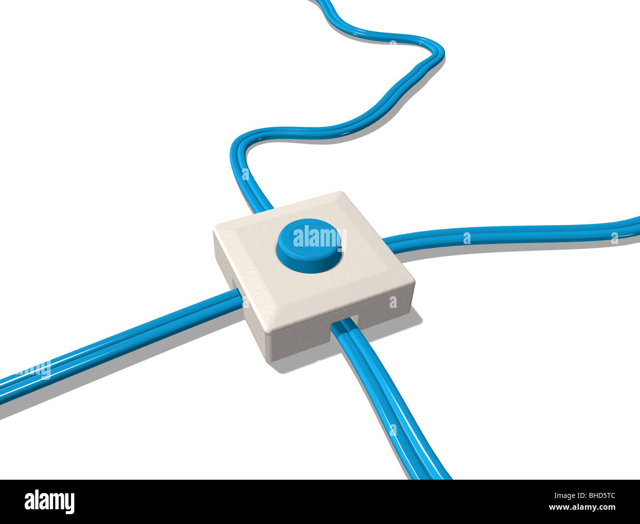 Blue switch with cables Stock Photo - Alamy