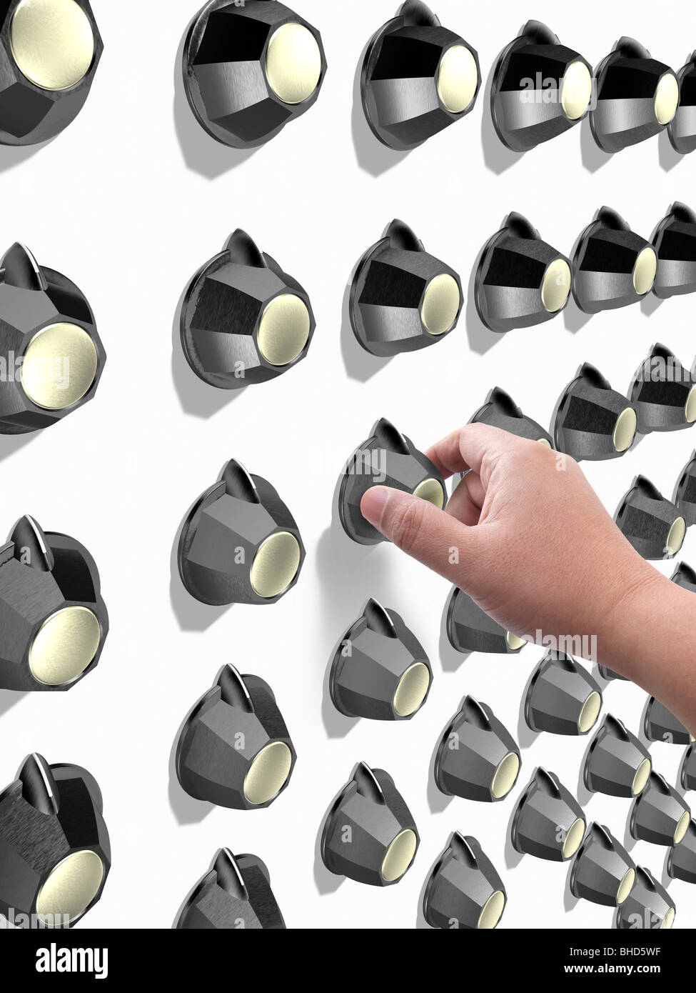 Man turning dial Stock Photo - Alamy