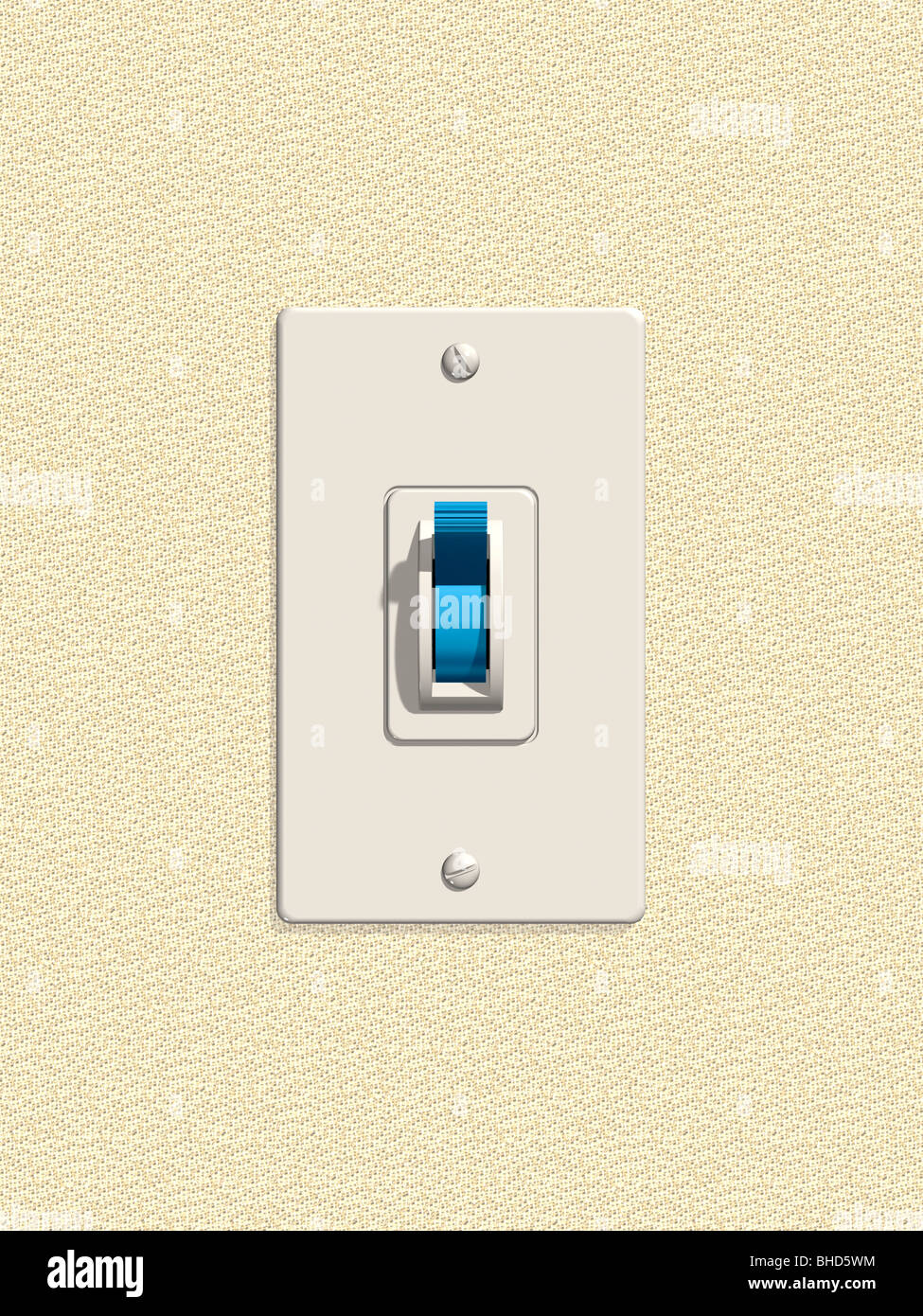 Blue switch on wall Stock Photo - Alamy