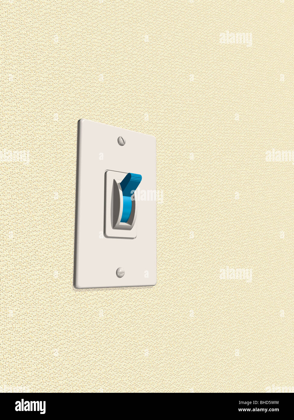 Blue switch on wall Stock Photo - Alamy