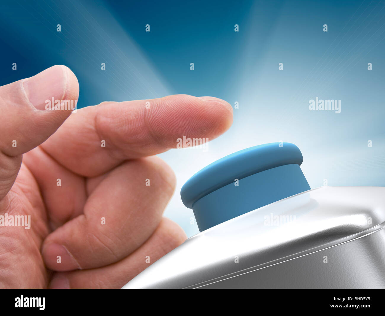 Man pressing a button Stock Photo - Alamy