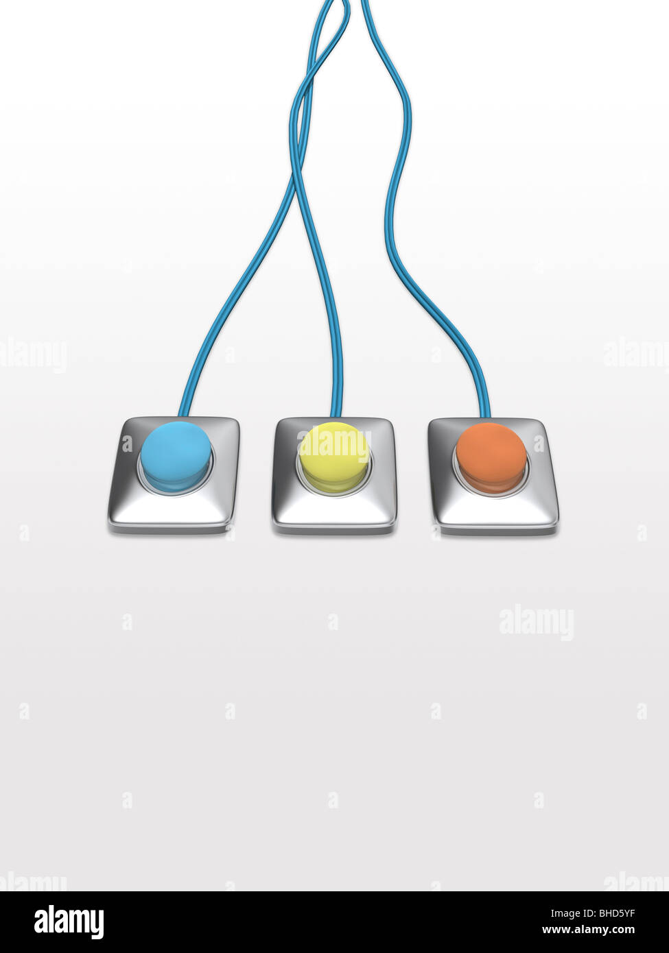 Colored buttons with cables Stock Photo - Alamy