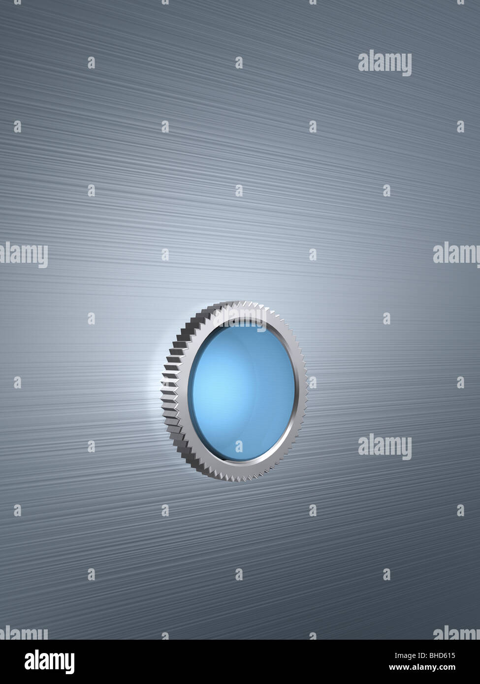 Blue button on wall Stock Photo - Alamy