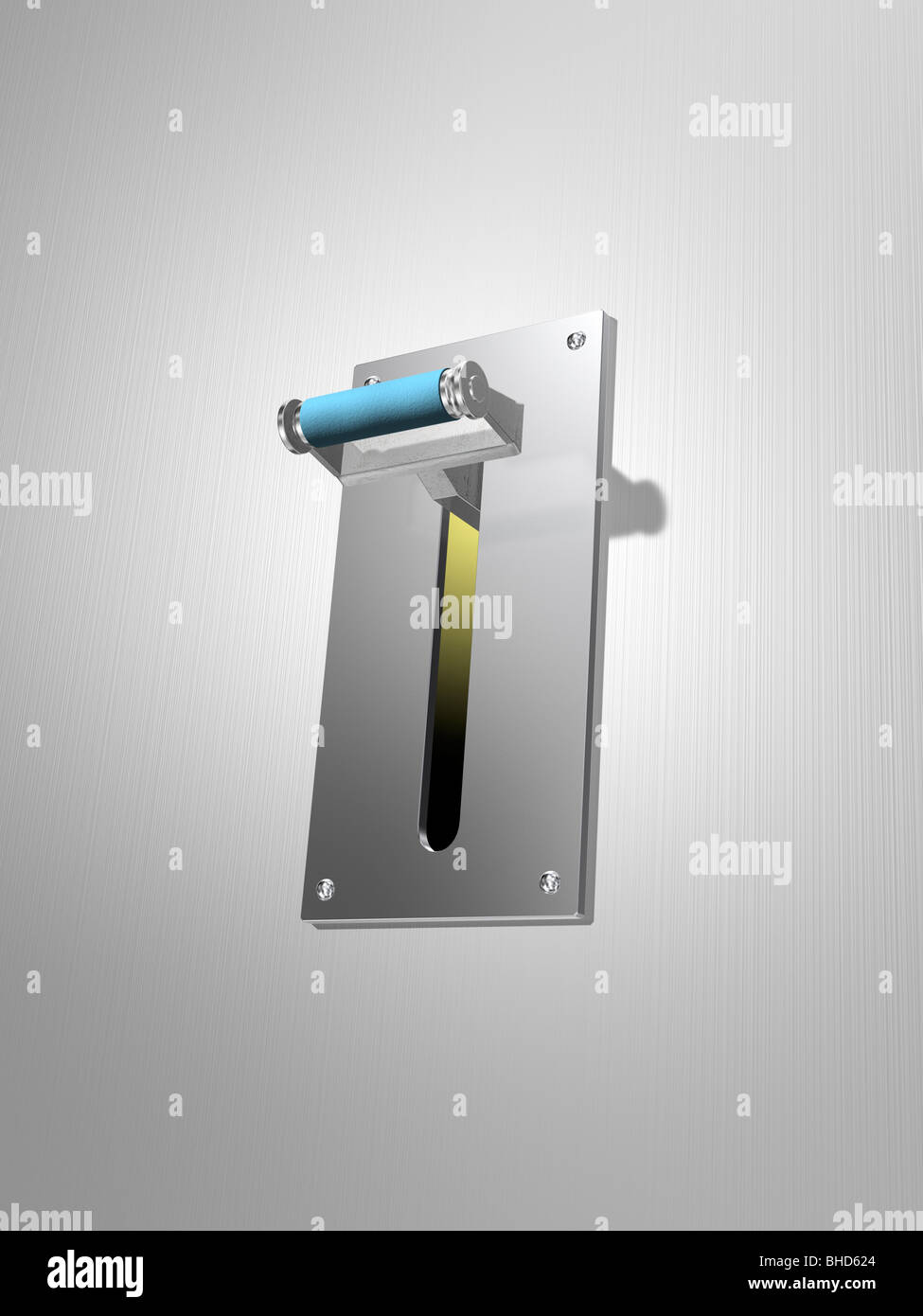 Blue lever on wall Stock Photo - Alamy