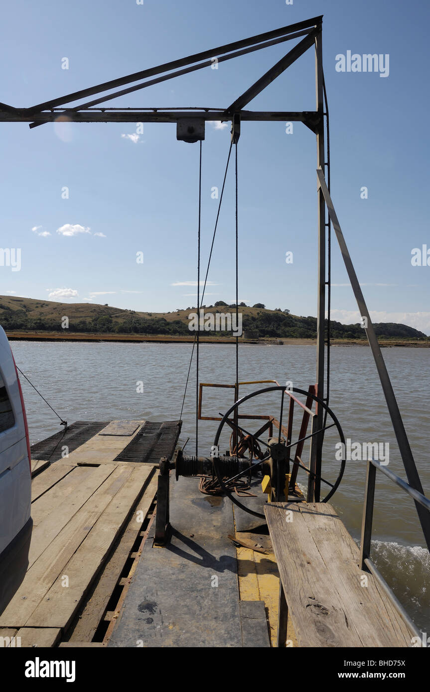 Kei river mouth ferry pontoon car transport L Stock Photo - Alamy