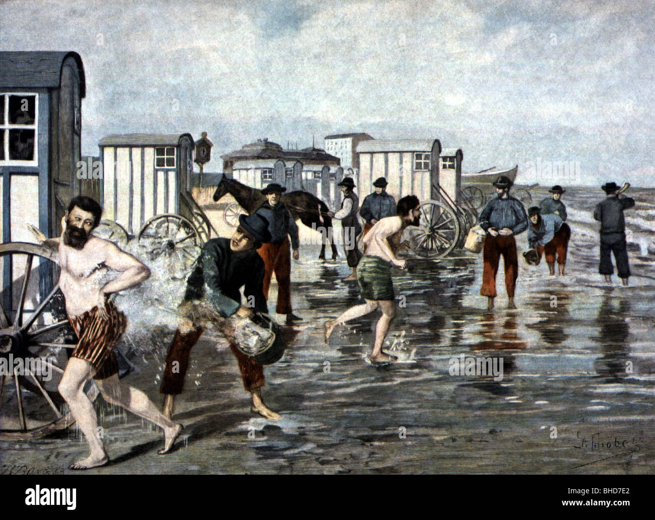 bathing, lido / open-air bath, beach for men on Norderney, Germany ...