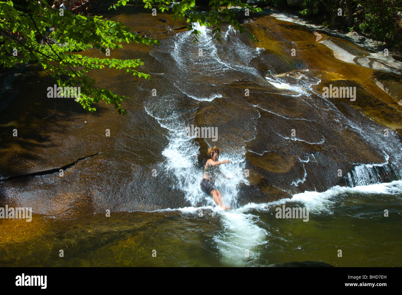 People at Sliding Rock, North Carolina Stock Photo - Alamy