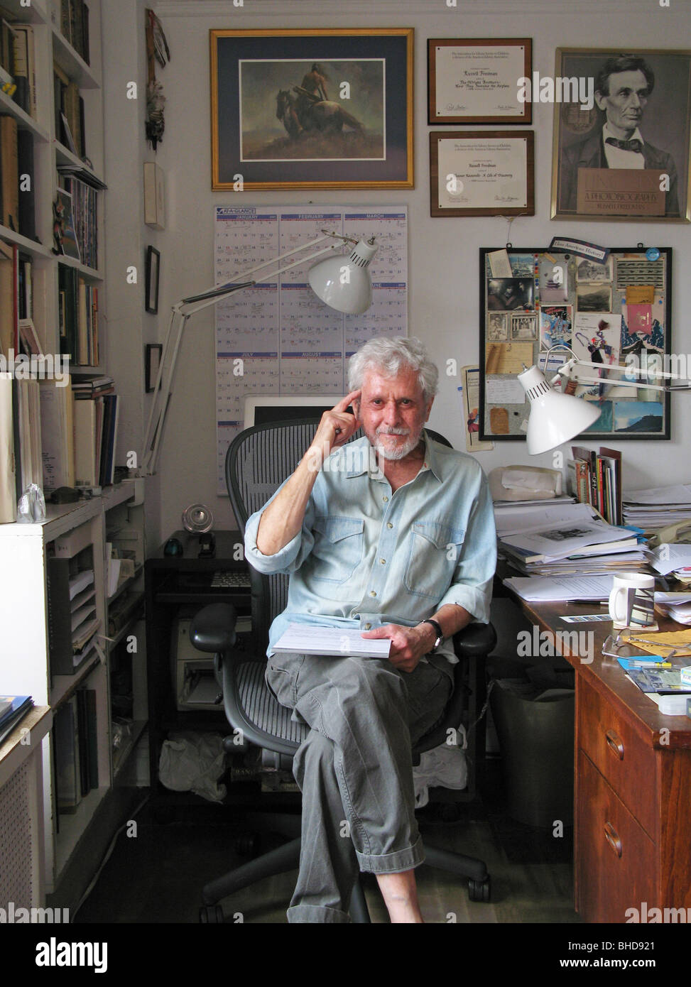Author Russell Freedman in his office Stock Photo - Alamy