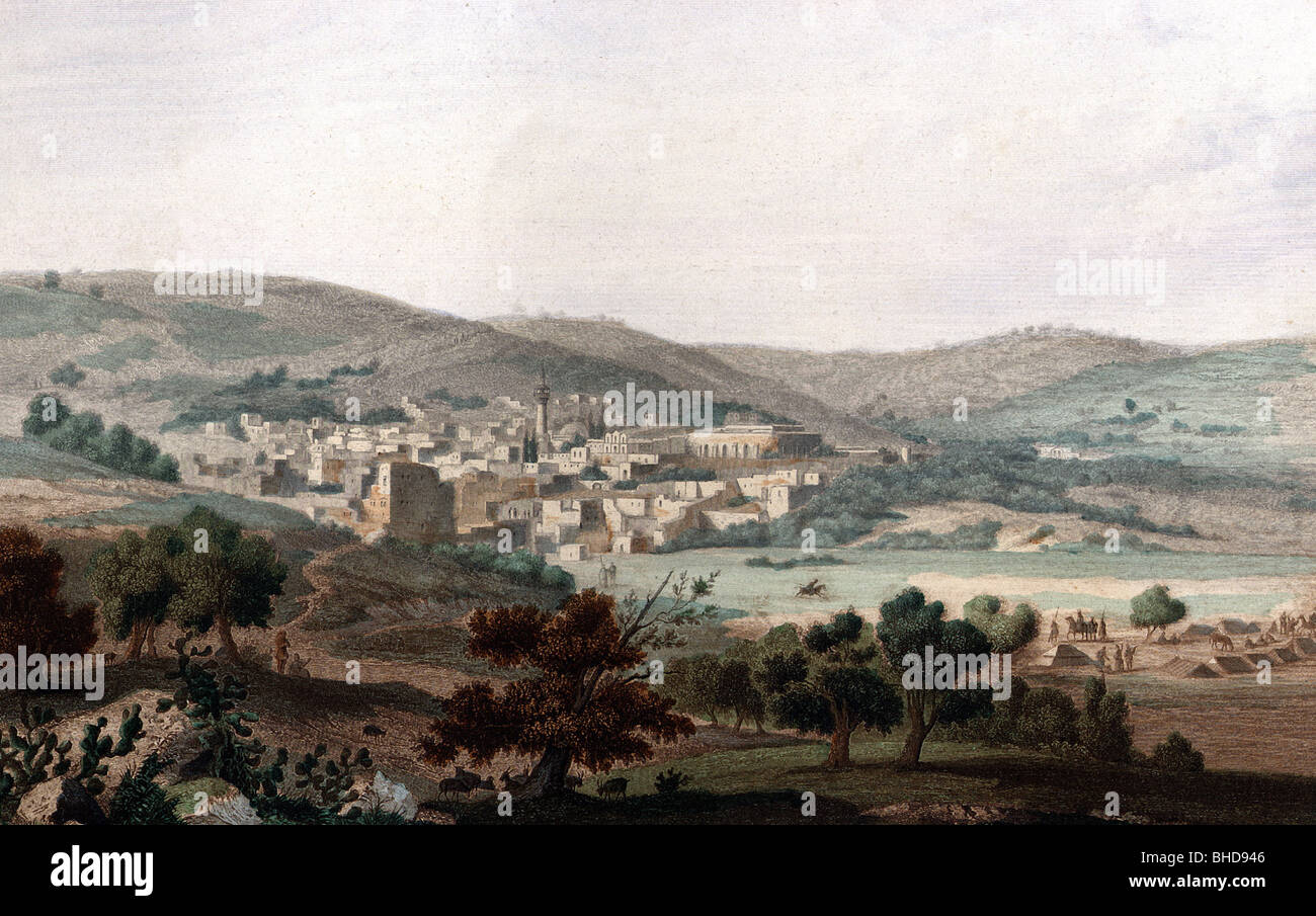 geography / travel, Palestine, Nazareth, chromolithograph, circa 1860 ...