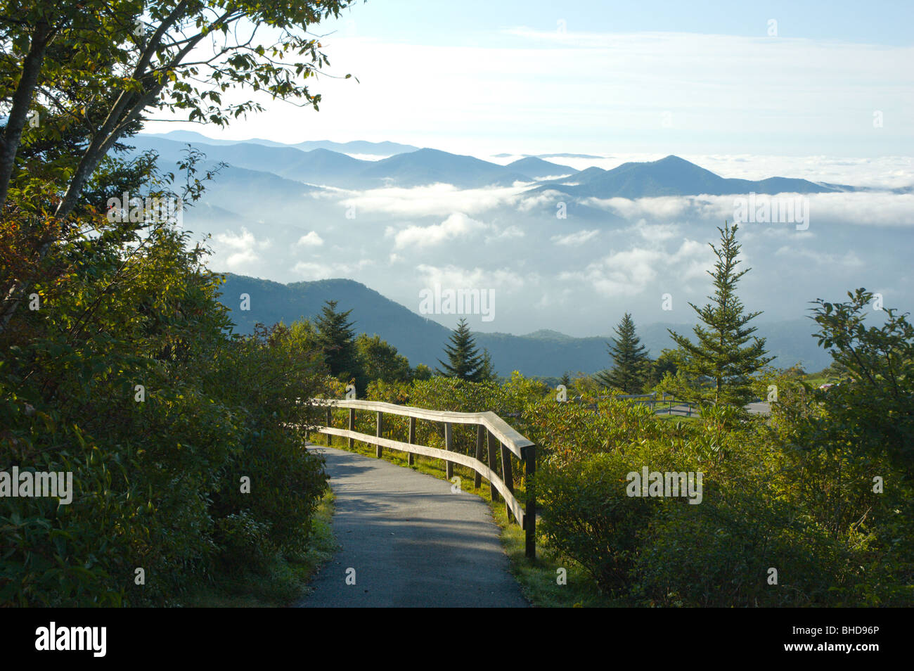 Hiking path on Waterrock Knob, North Carolina Stock Photo - Alamy