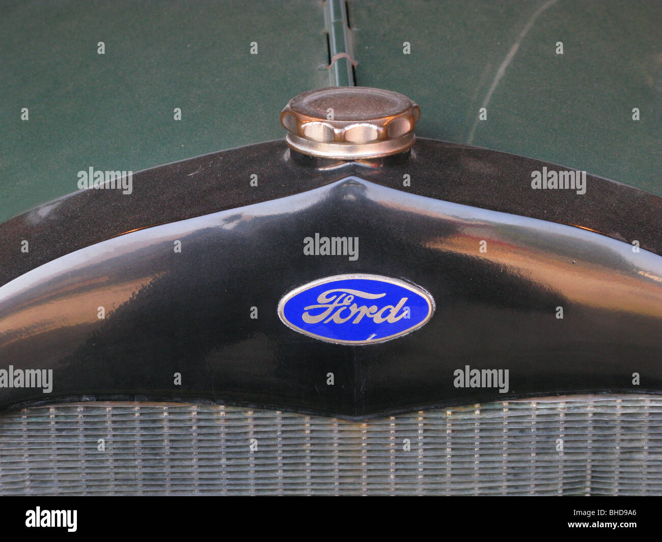 Front of Ford radiator of Model T sedan vintage classic historic ...