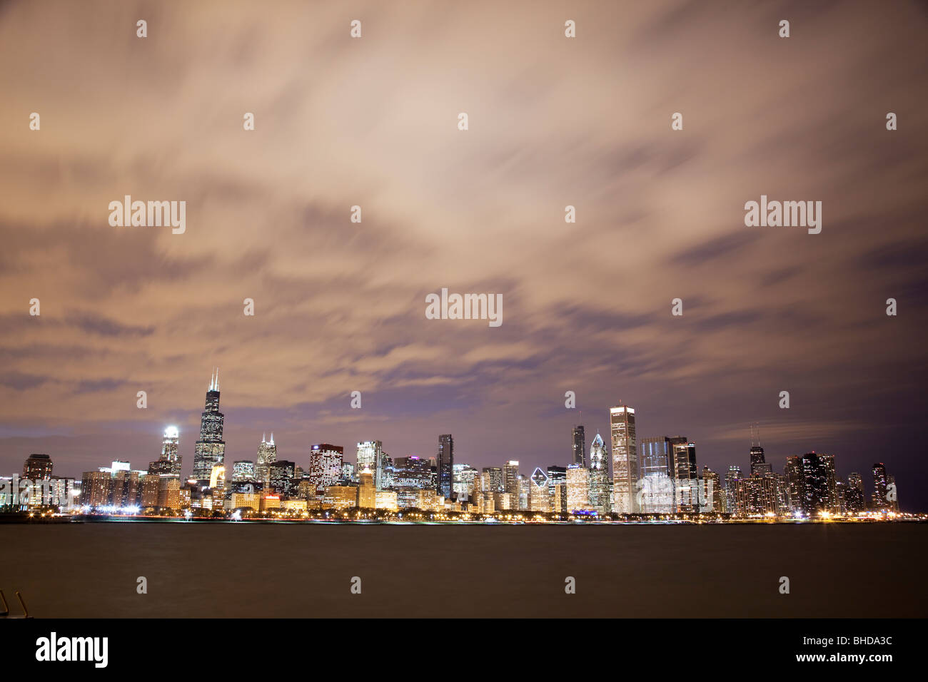 Chicago Skyline viewed over Lake Michigan Stock Photo - Alamy