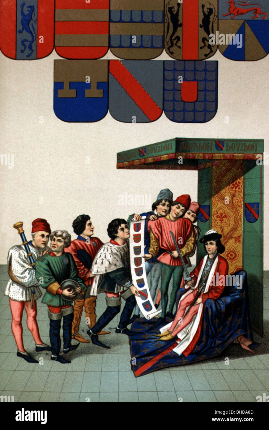 heraldry, herald, France, 15th century, king of arms presenting the ...
