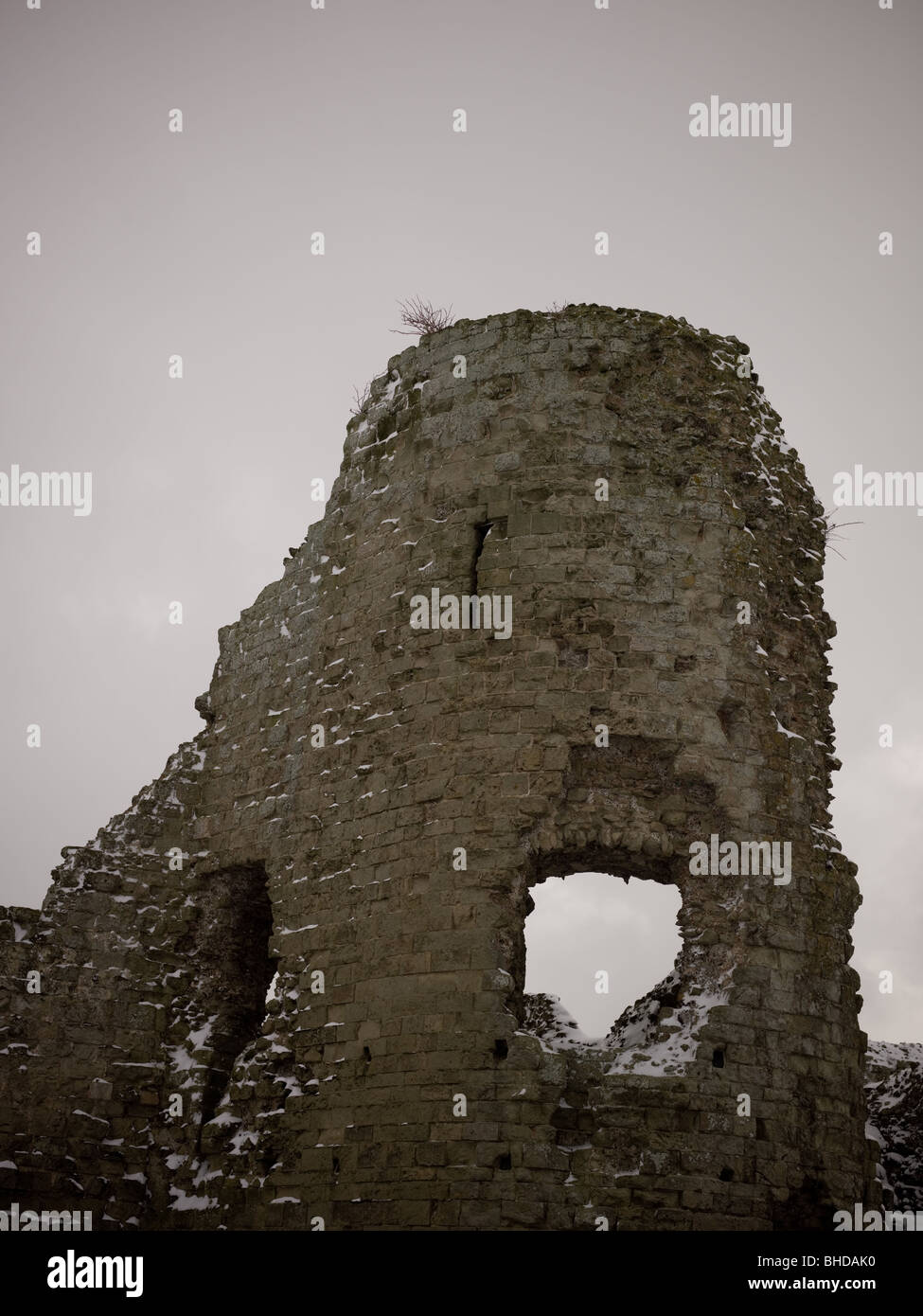 Snow covered castle ruins Stock Photo - Alamy