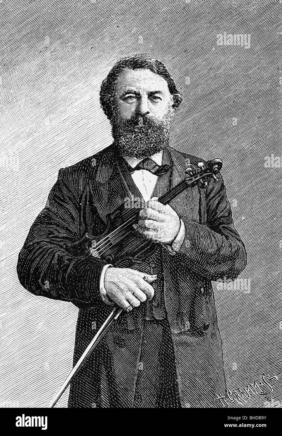 Joachim, Joseph 28.6.1831 - 15.8.1907, Austrian violinist, half length ...