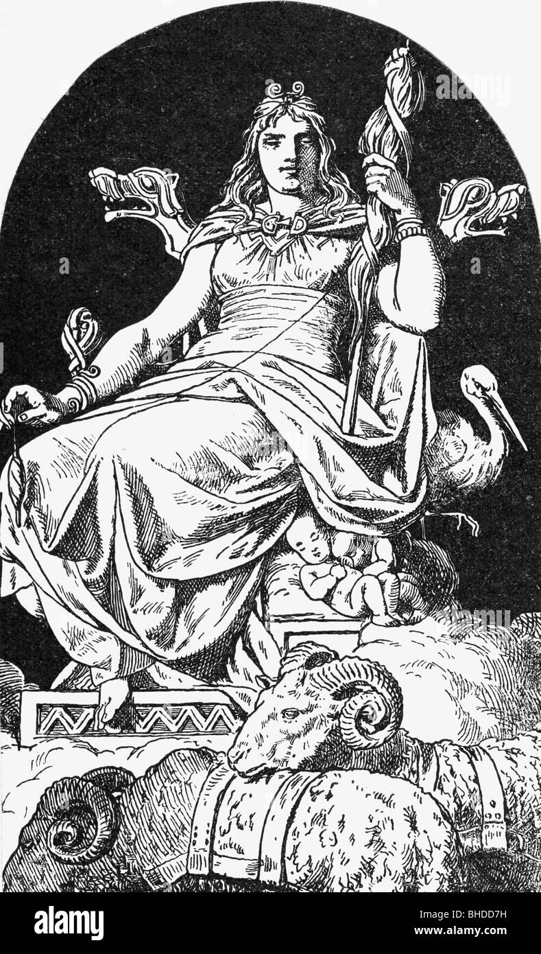 Freyja, Germanic goddess of love and fertility, half length, on her ...