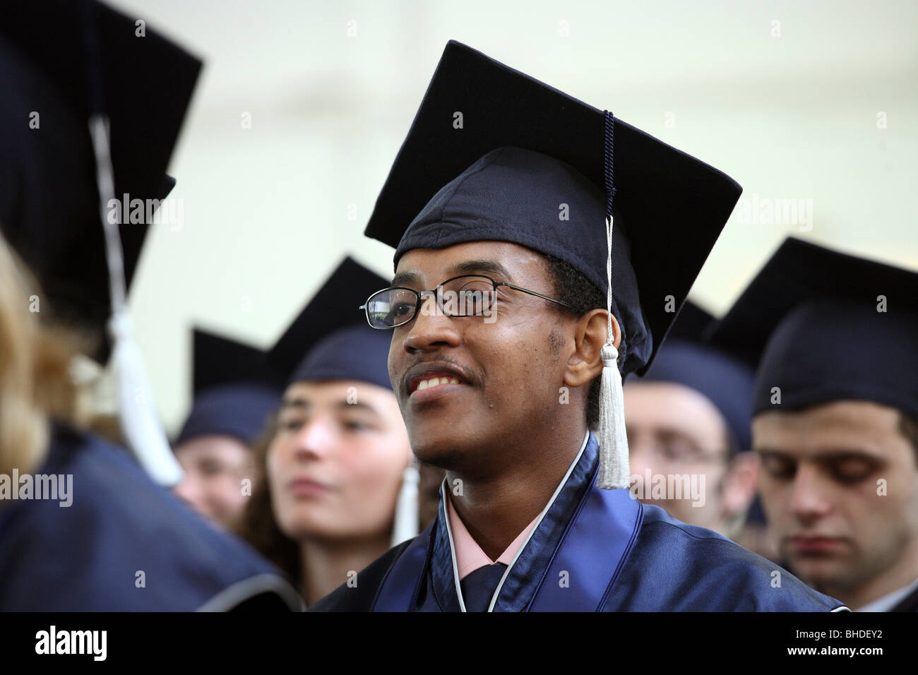 Black student at a graduation ceremony at Jacobs University in Bremen ...