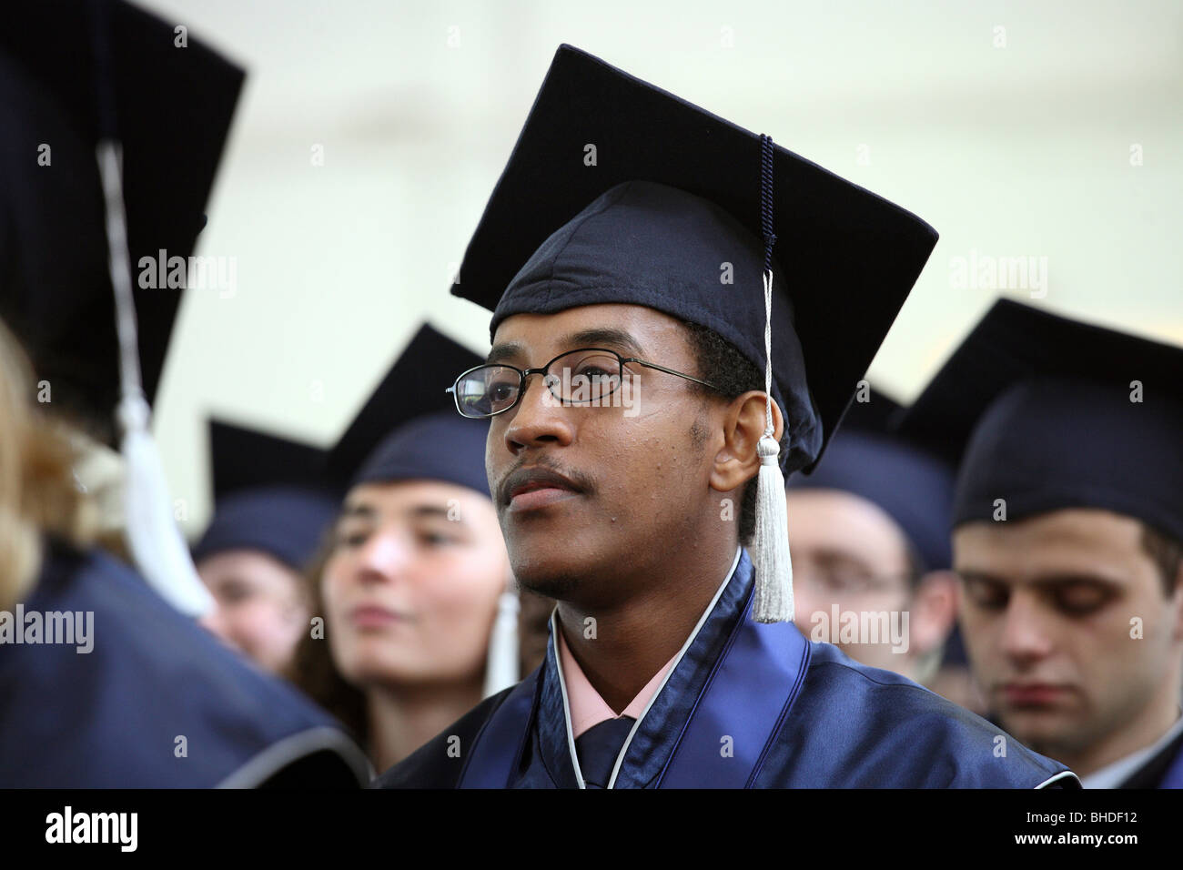 Black student at a graduation ceremony at Jacobs University in Bremen ...