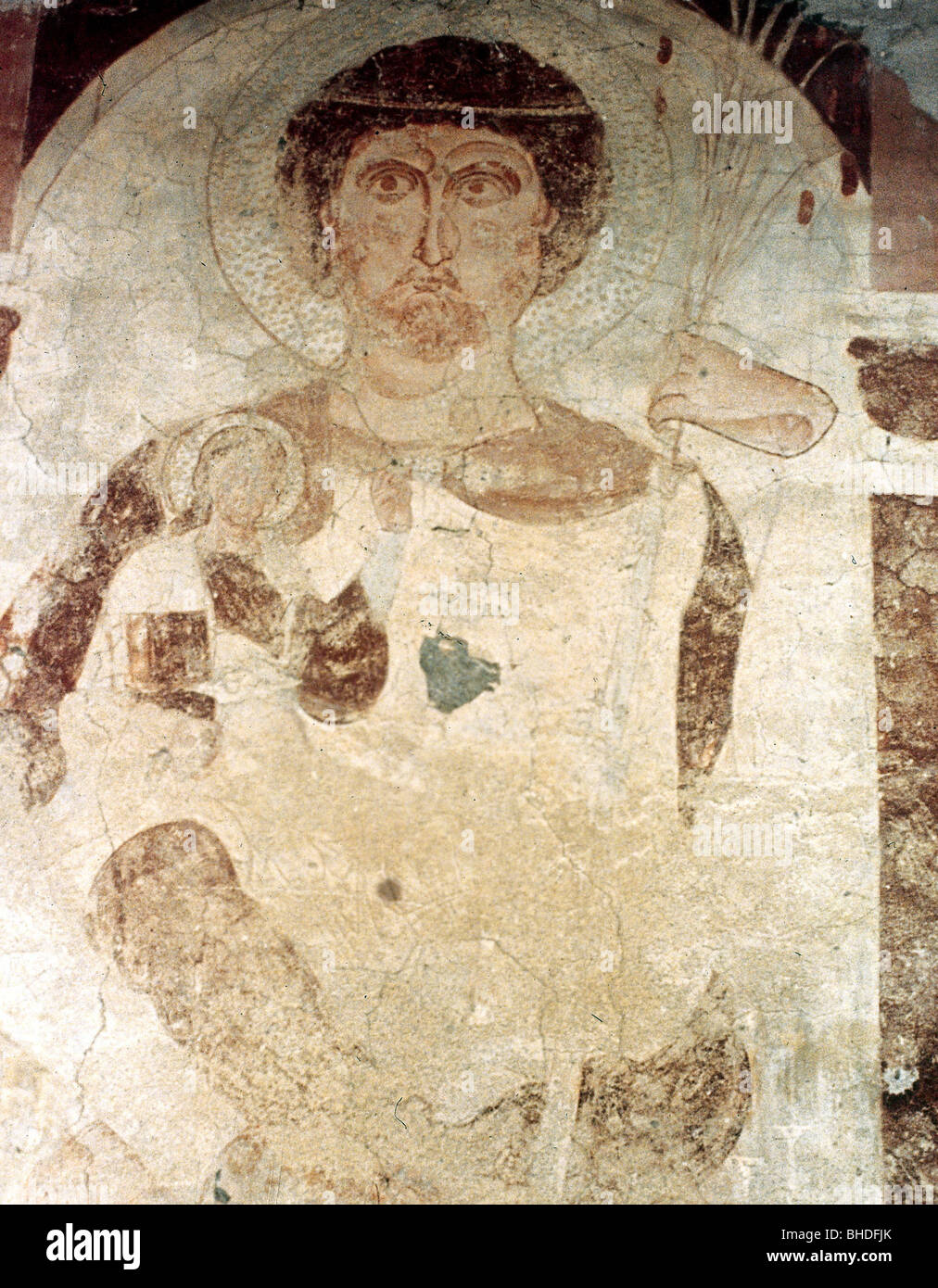 Saint Christopherus, one of the holy helper in need, fresco, circa 1230 ...