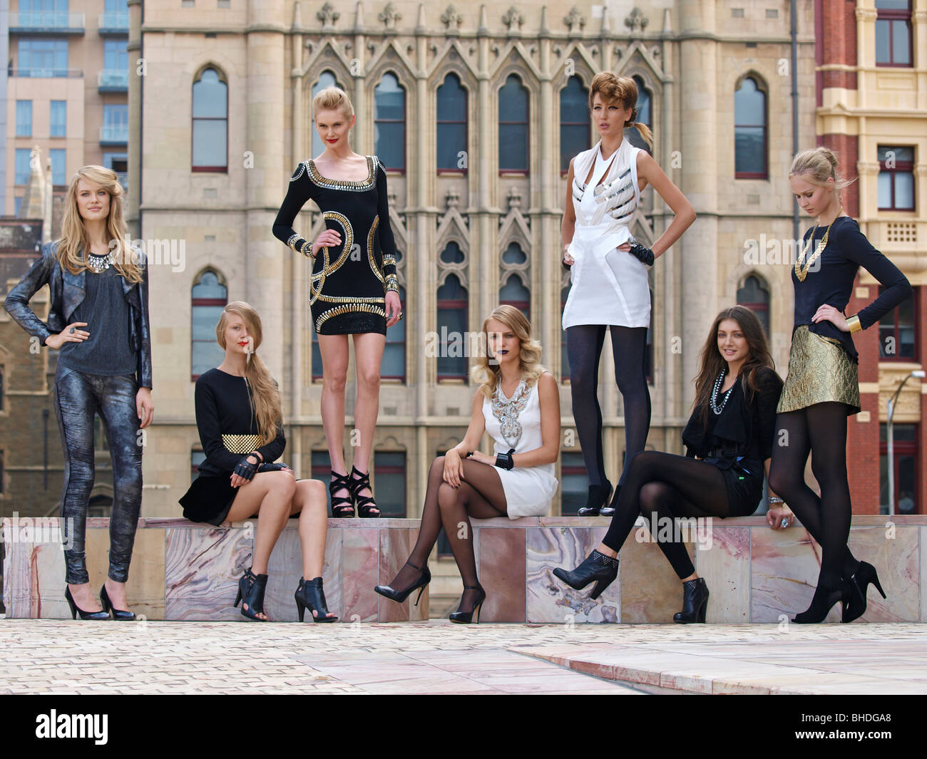 Models pose for photographers at federation square melbourne australia ...