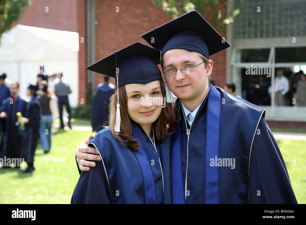 Graduates after the graduation ceremony at the Jacobs University Bremen ...