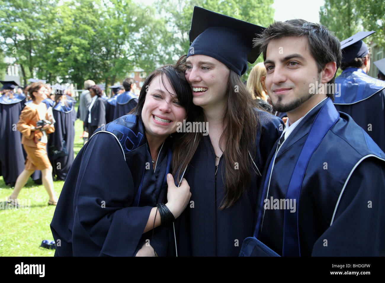 Graduates after the graduation ceremony at the Jacobs University Bremen ...
