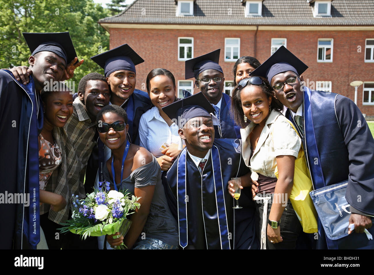 Graduates after the graduation ceremony at the Jacobs University Bremen ...