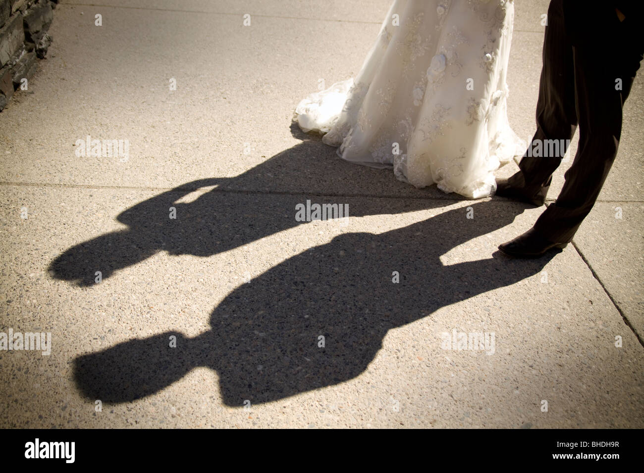 Shadows of a Bride and Groom Stock Photo - Alamy
