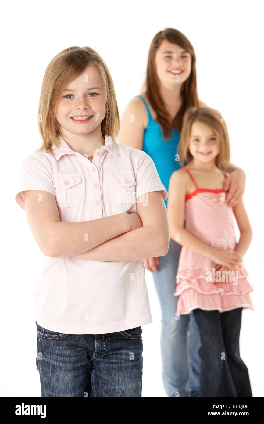 Group Of Girls Together In Studio Stock Photo - Alamy