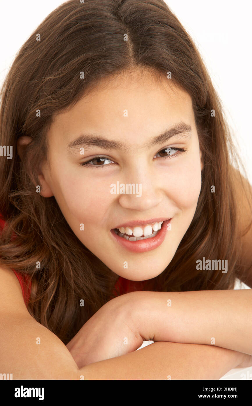 Studio Portrait Of Young Girl Stock Photo - Alamy