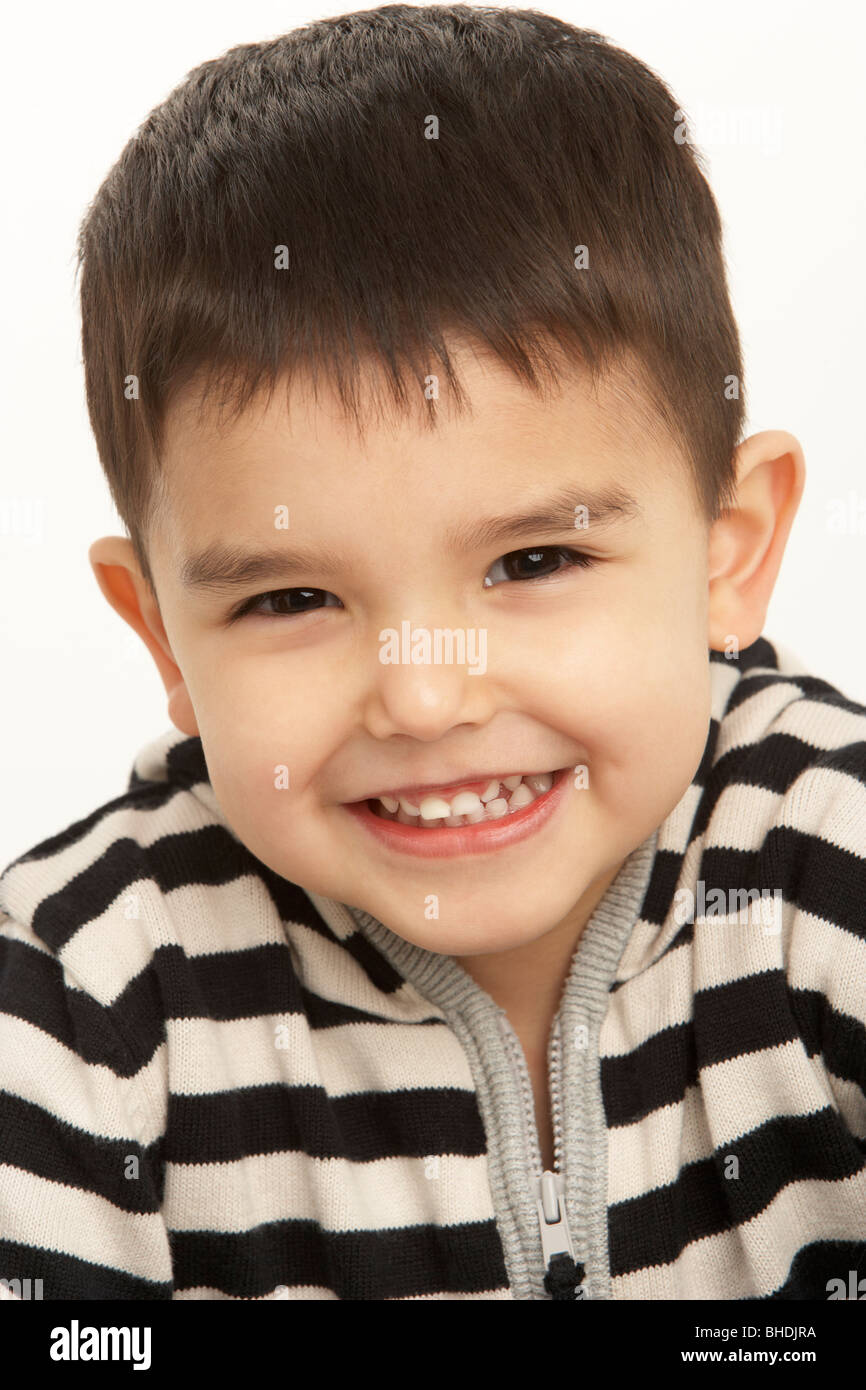 Studio Portrait Of Young Boy Stock Photo - Alamy