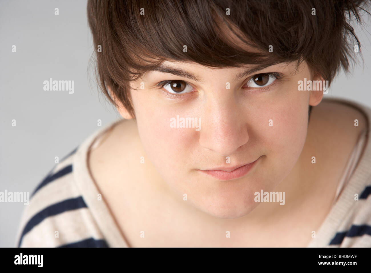 Close Up Studio Portrait Of Teenage Girl Stock Photo - Alamy