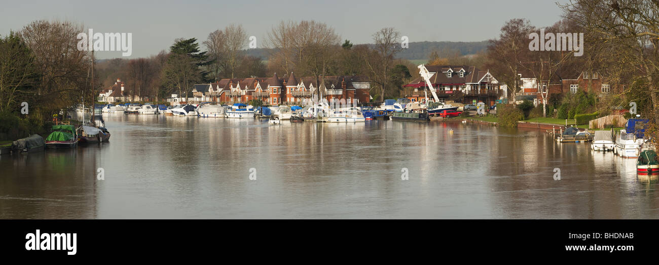 River Thames at Bourne End from the railway bridge, Buckinghamshire, Uk ...