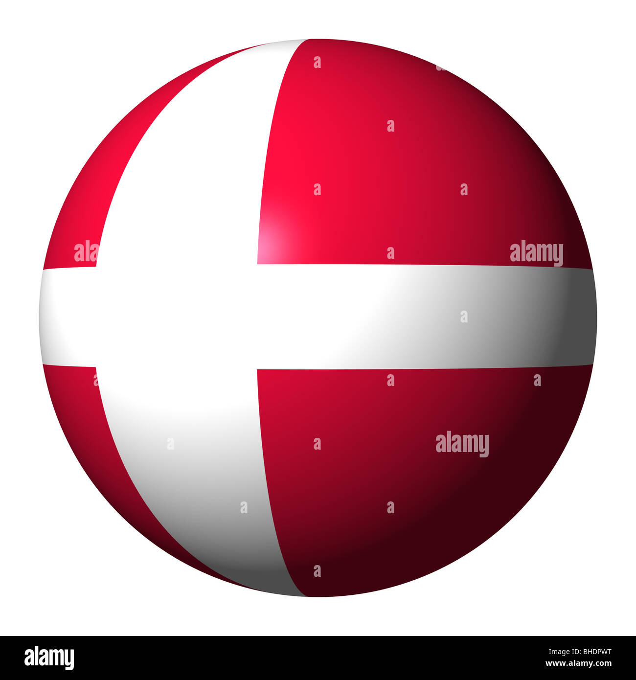 Danish flag sphere isolated on white illustration Stock Photo - Alamy