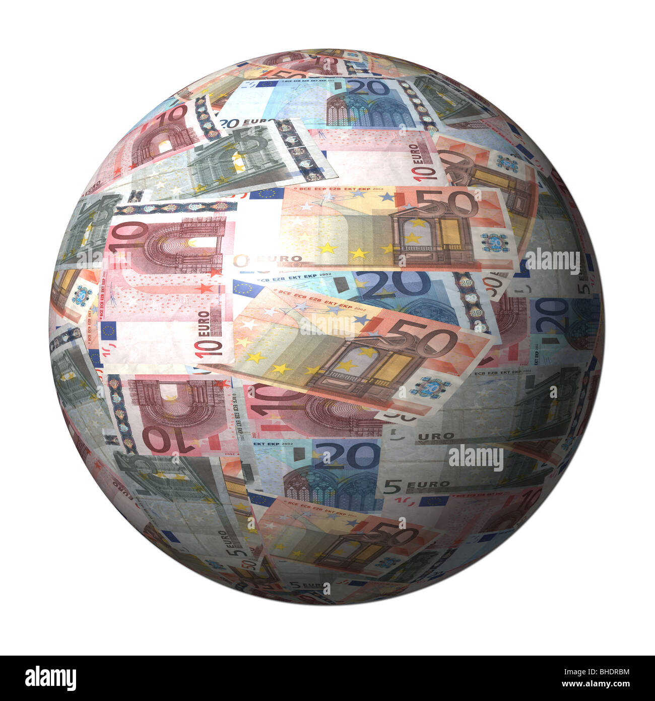 European Euros sphere isolated on white illustration Stock Photo - Alamy