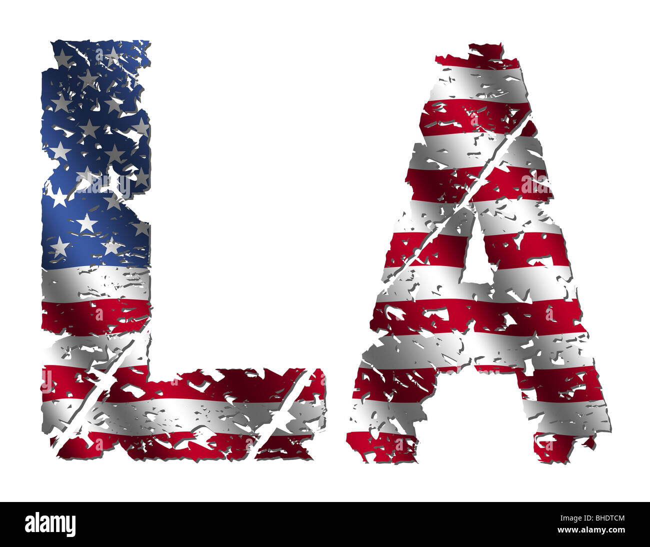 Grunge LA text with American flag on white illustration Stock Photo - Alamy