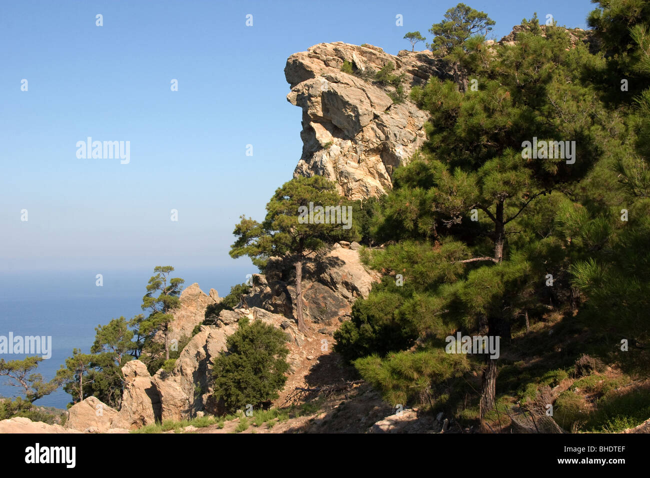 Rock formation at the north coast of Ikaria Stock Photo - Alamy