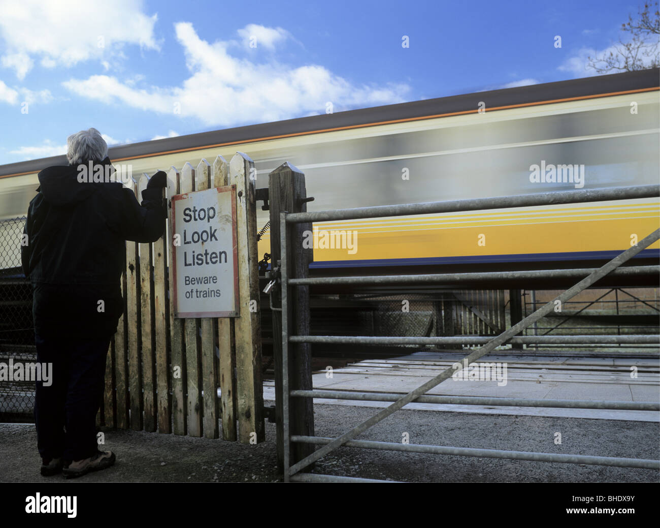Speeding train on unmanned level hi-res stock photography and images ...
