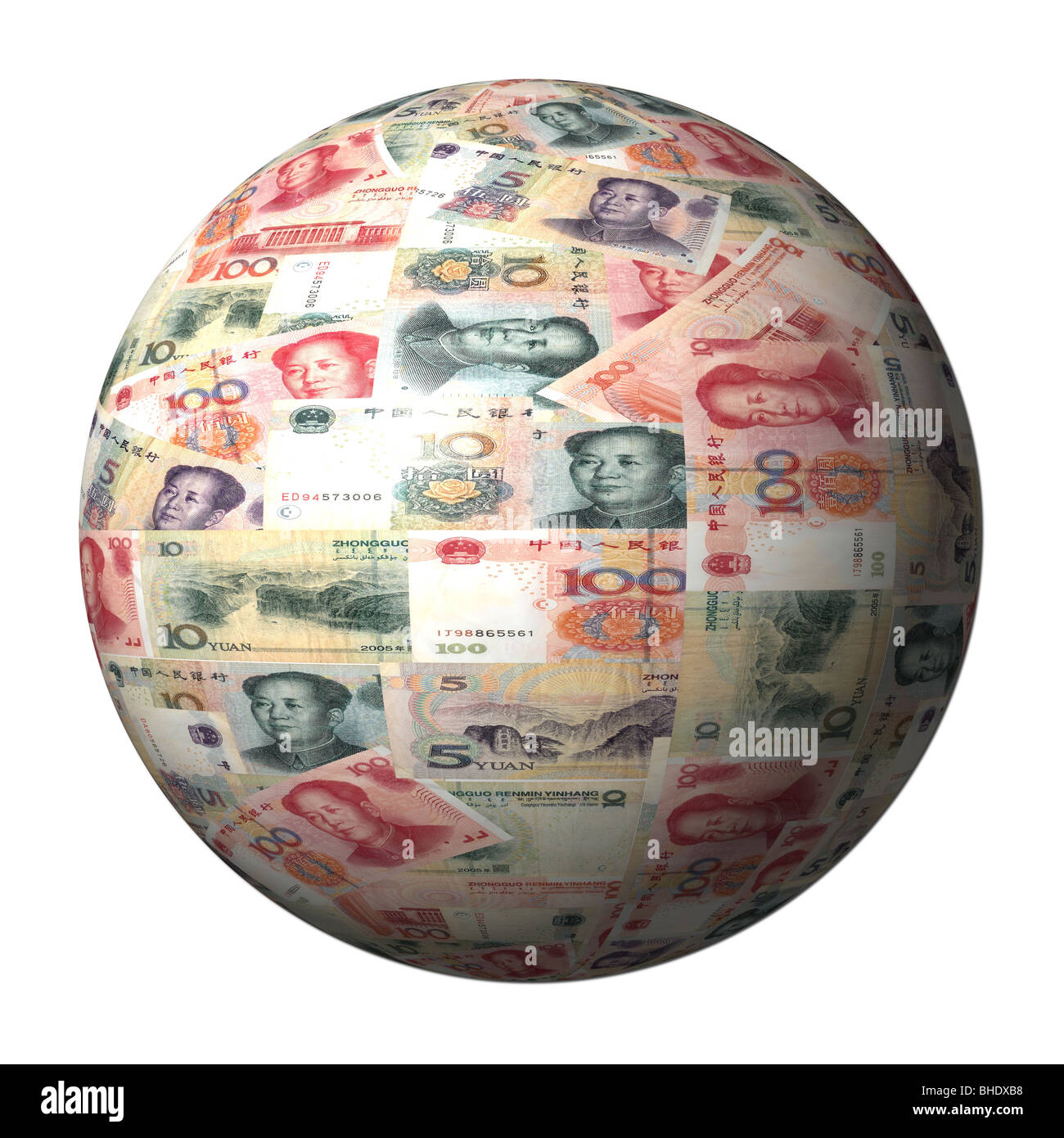 Chinese Yuan sphere isolated on white illustration Stock Photo - Alamy