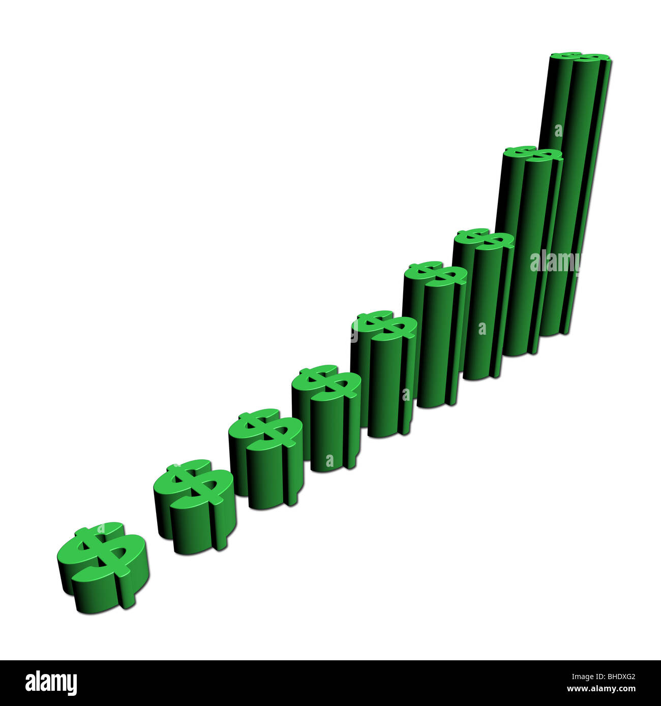 abstract growth dollar symbols graph isolated on white illustration ...