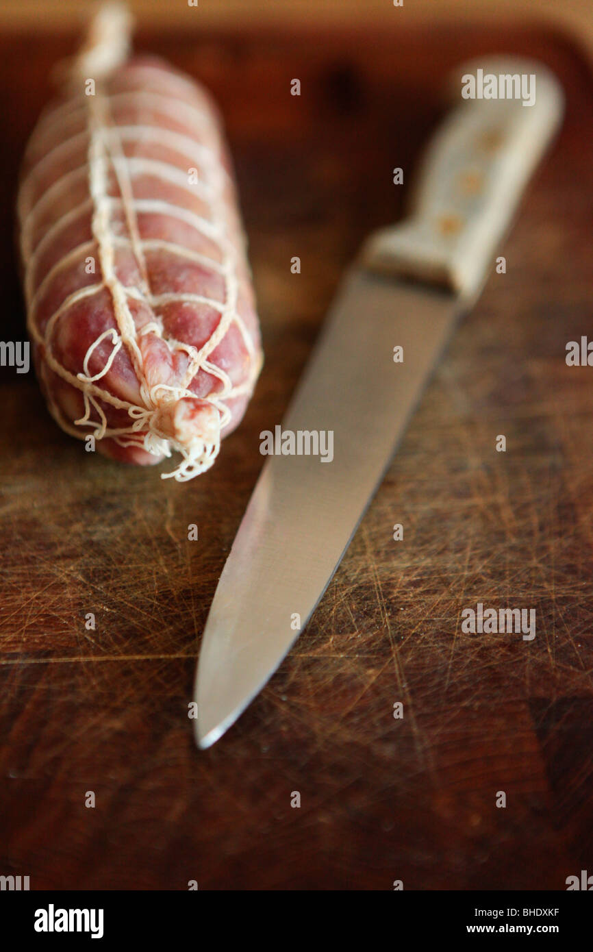 Knife sausage chopping board hi-res stock photography and images - Alamy