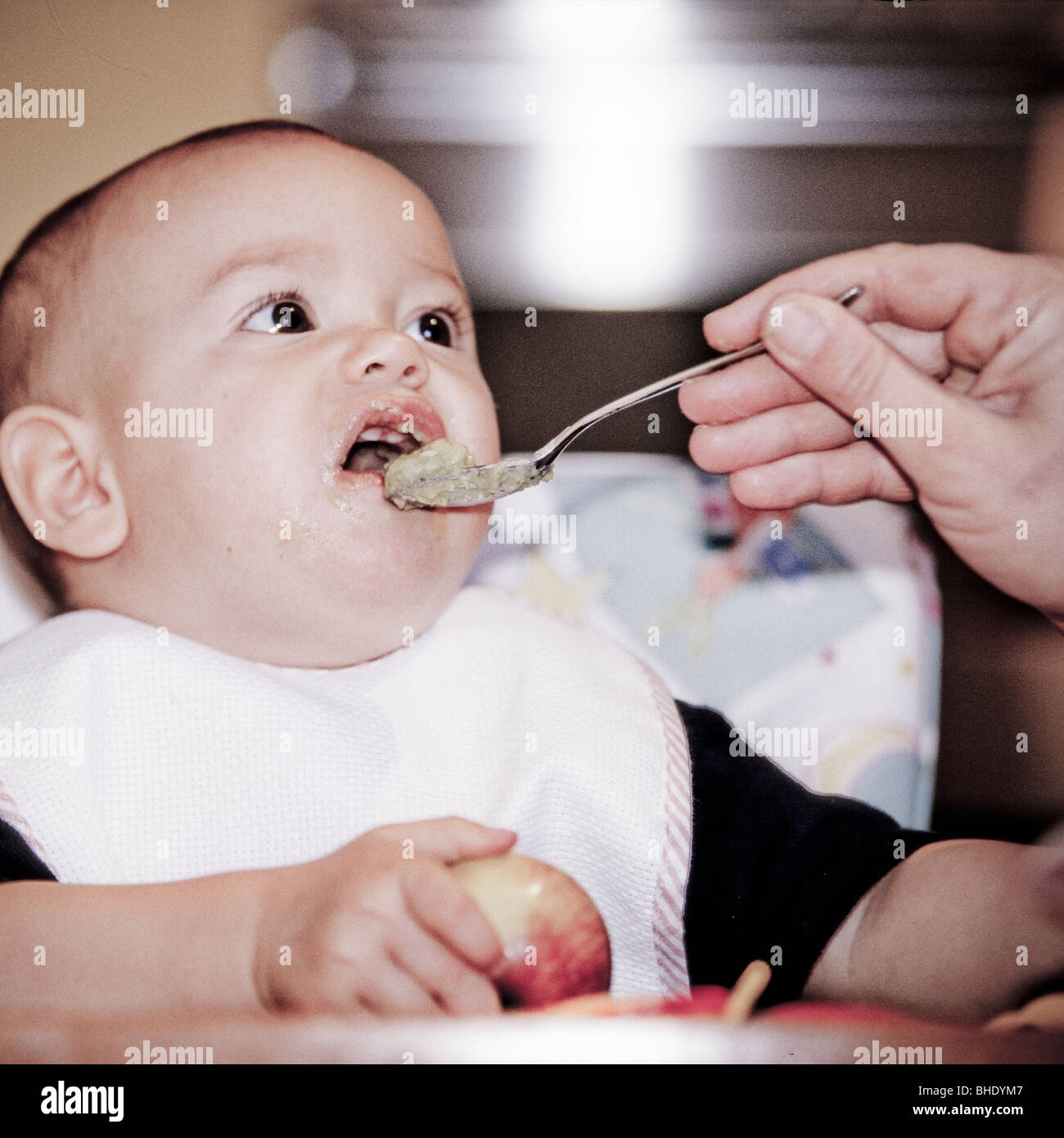 newborn eating baby food Stock Photo - Alamy