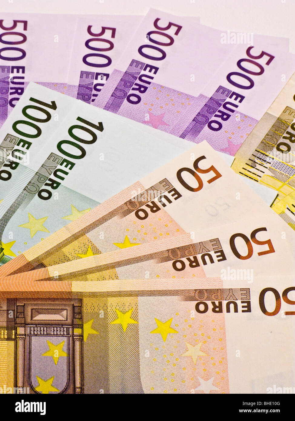 different banknotes of euro currency Stock Photo - Alamy