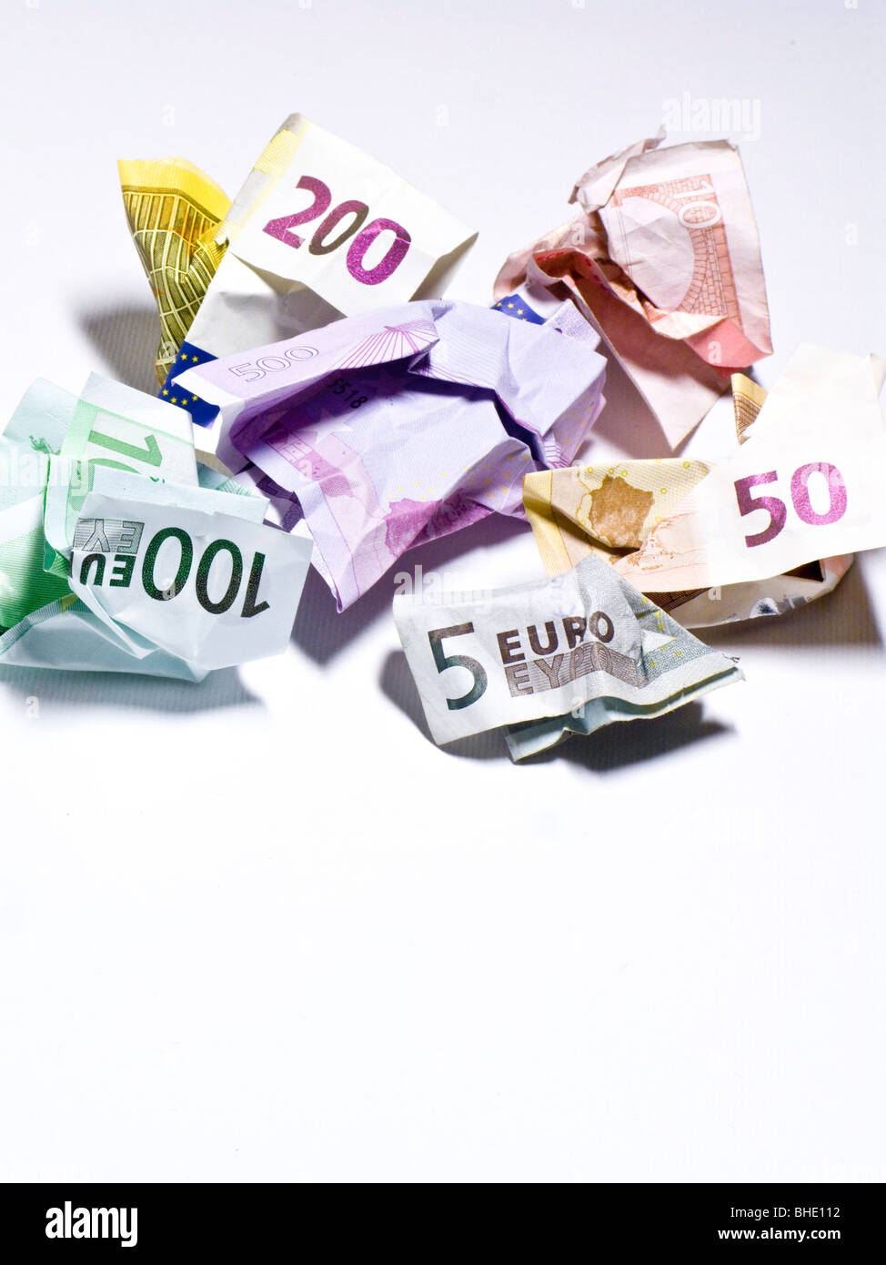 wrinkled of euro currency Stock Photo - Alamy