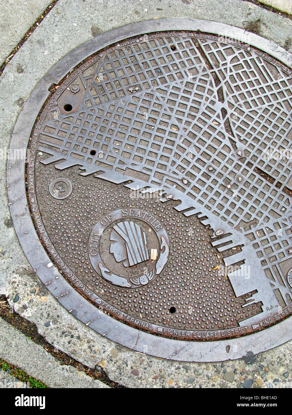 manhole, seattle, washington, usa Stock Photo - Alamy